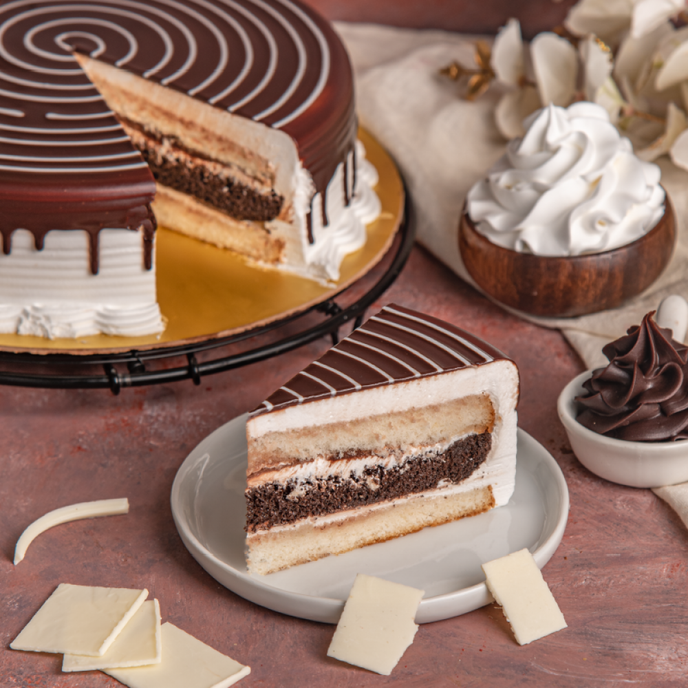 Order Your Choco Vanilla Cake Today! (Eggless)