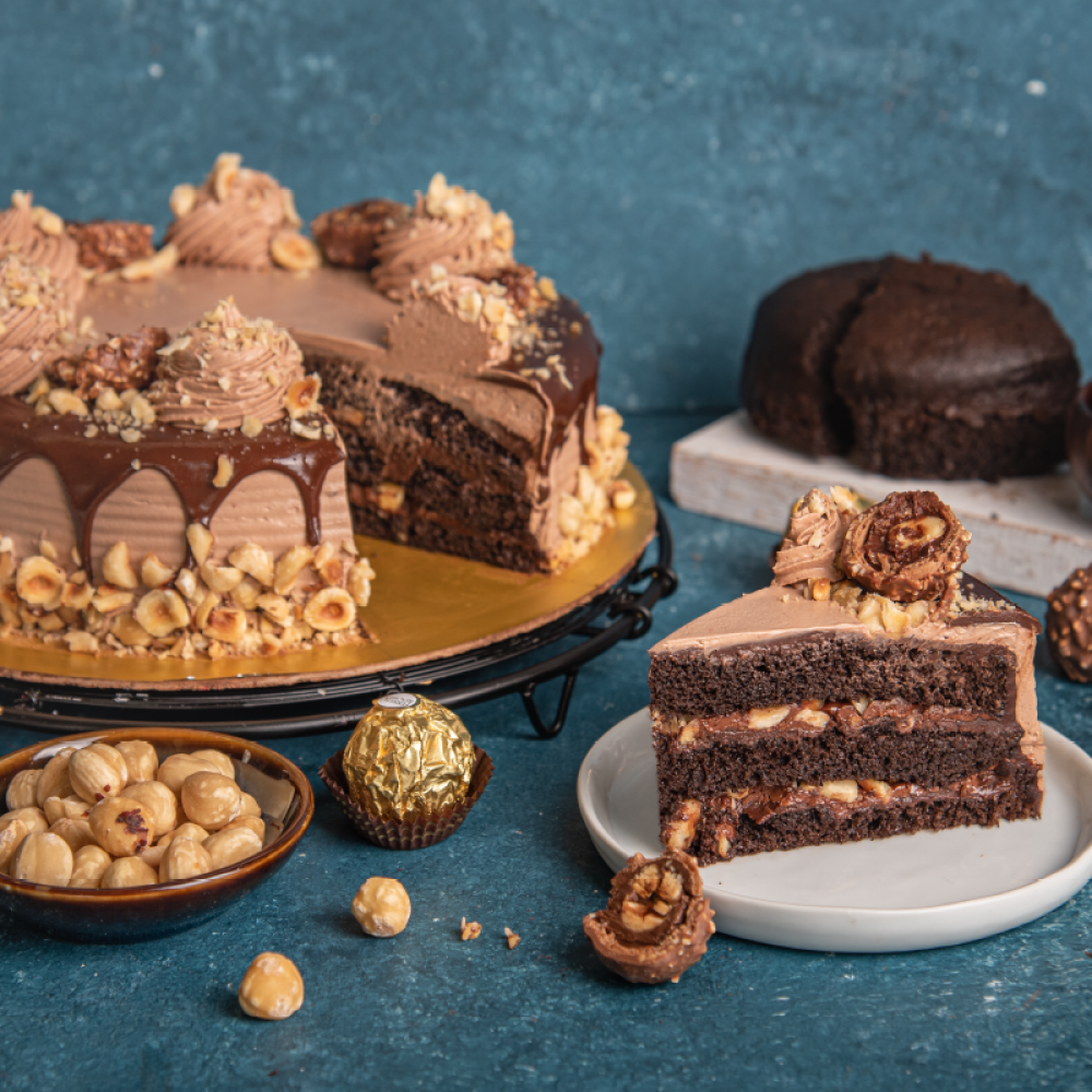 Ferrero Chocolate Cake (Eggless)